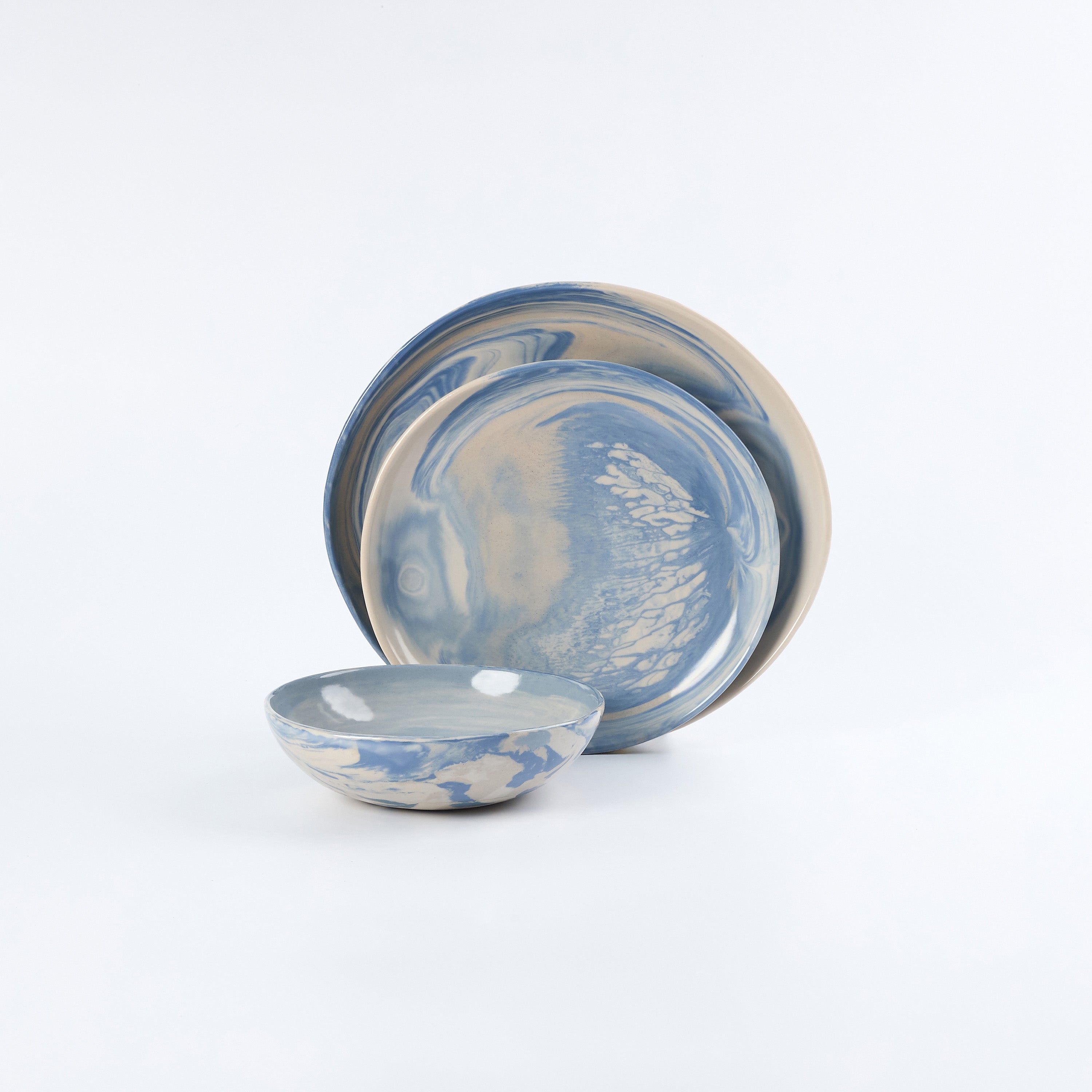 Marble Neptune Collection – Blue Marbled Ceramic Dinnerware – Palinopsia